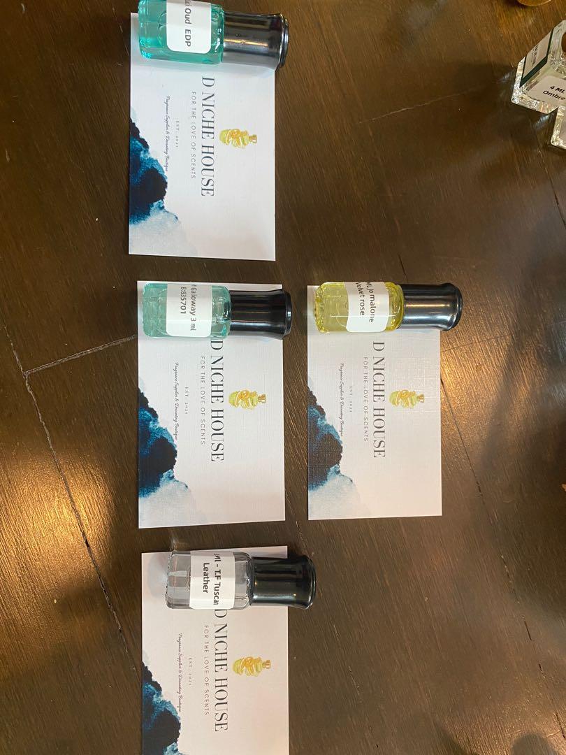 3 ml Gucci Oud , jo Malone Velvet rose , PdM galloway , Tom Ford Tuscan ...