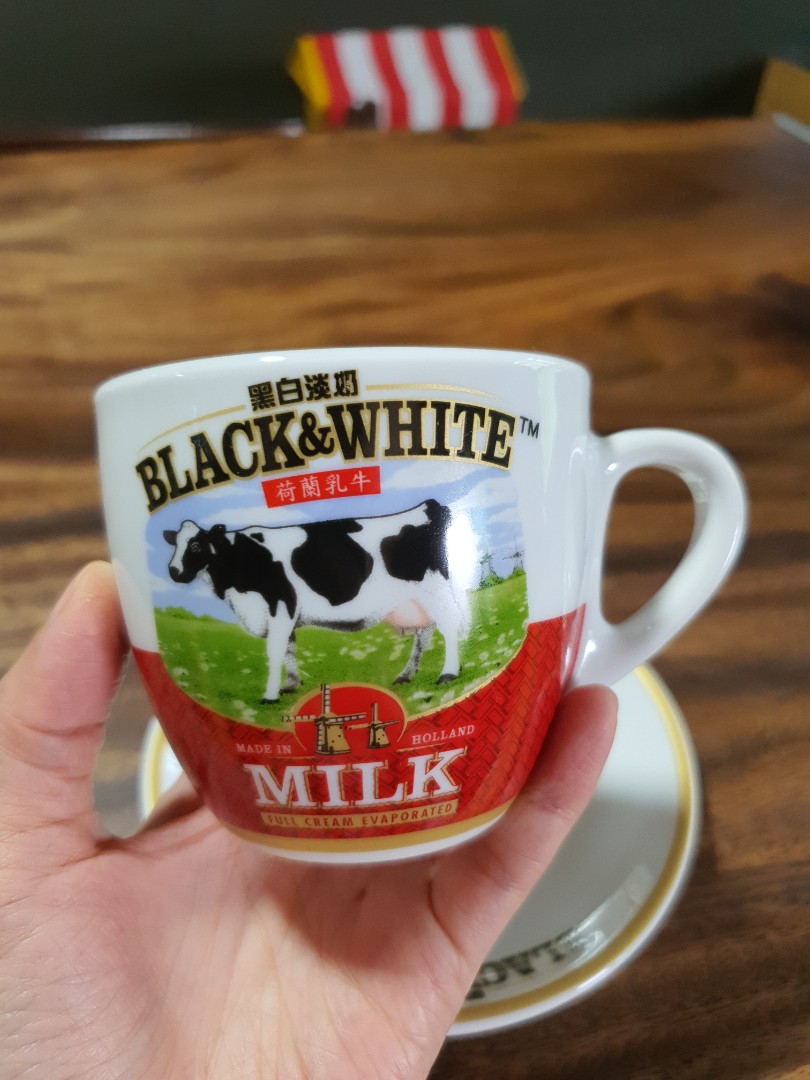 Black&White Evaporated Milk Cha Chaan Teng Teacup Set, Furniture & Home ...