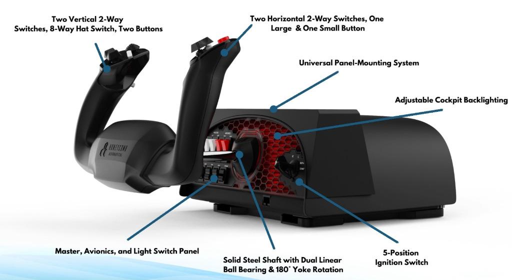 Honeycomb Aeronautical Alpha Flight Controls Yoke, Computers & Tech ...