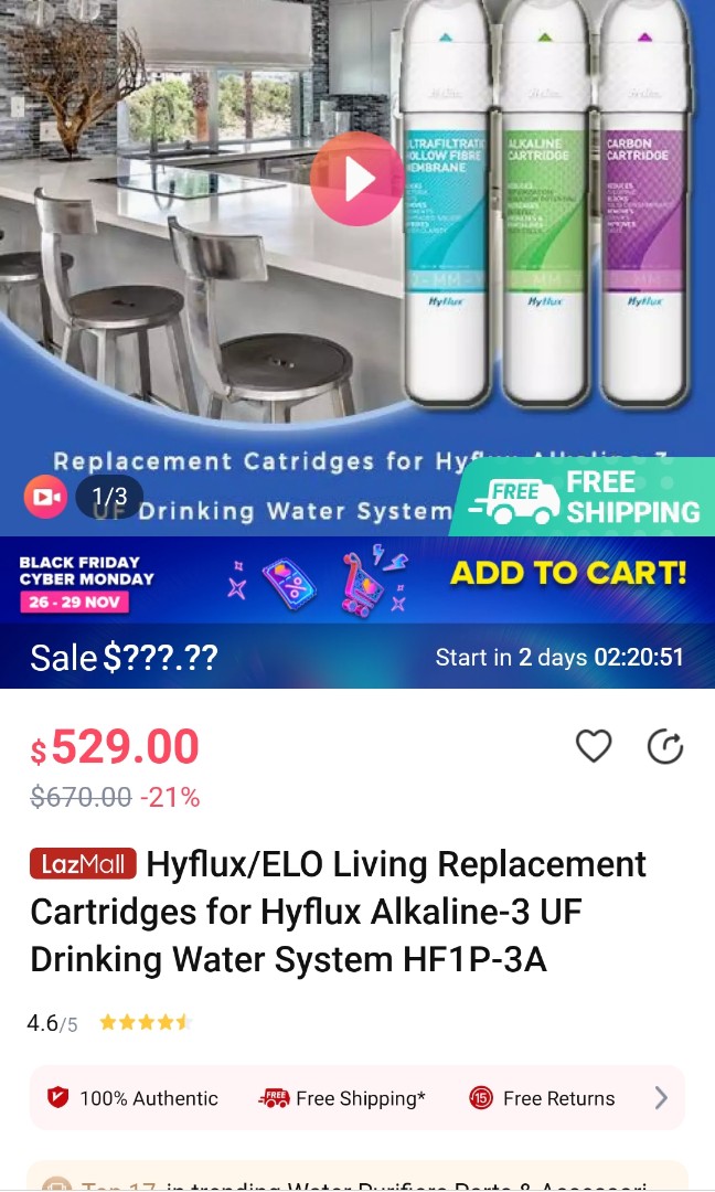 Hyflux water filter cartridge, Furniture & Home Living, Kitchenware ...