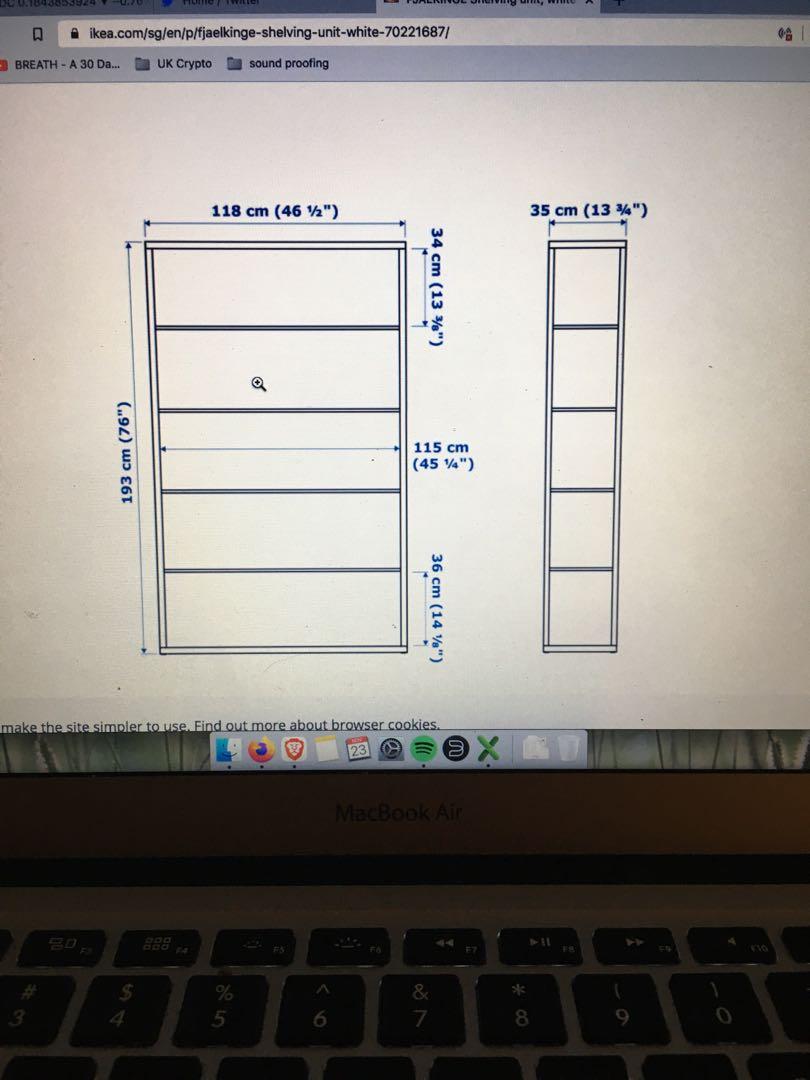 IKEA FJALKINGE Shelving Unit 118x193cm, Furniture & Home Living ...