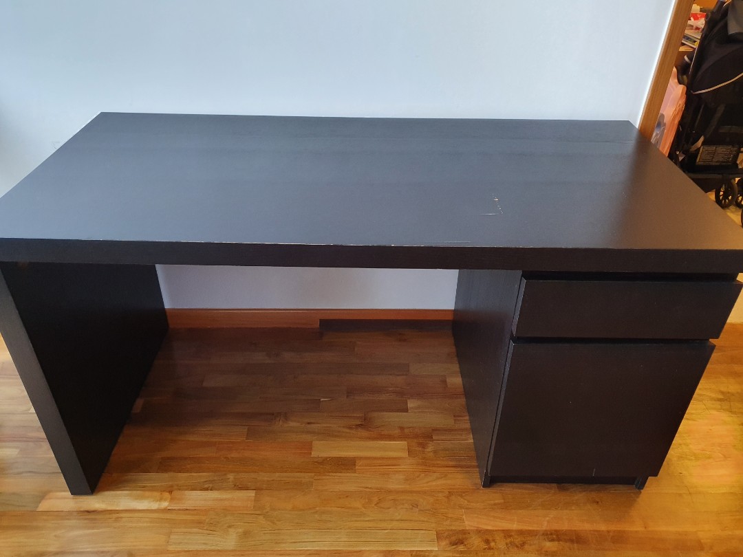 Ikea MALM desk (black), Furniture & Home Living, Furniture, Tables ...
