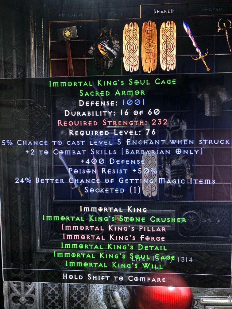 Immortal King - FULL SET - Diablo 2, Hobbies & Toys, Toys & Games on ...