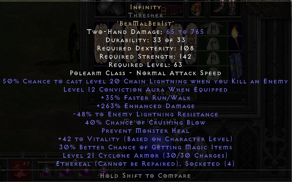 Infinity Ethereal Thresher: Diablo 2 Resurrected, Video Gaming, Gaming ...