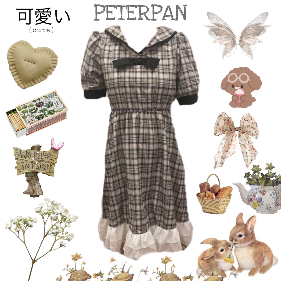Japanese Cottage Core Village Aesthetic Dress - Peter Pan collar bow ...