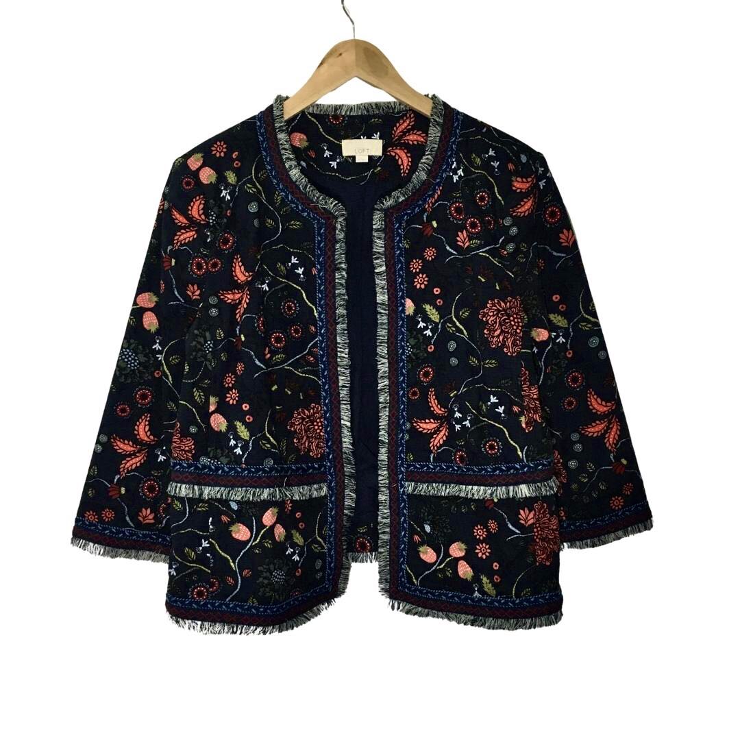 Loft Cropped Art Jacket Color: Dark Navy Blue, Women's Fashion, Coats ...