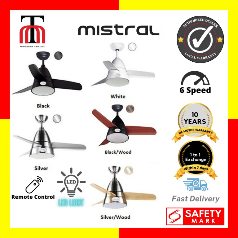 Mistral DC Motor 36" Remote Ceiling Fan 501, Furniture & Home Living ...