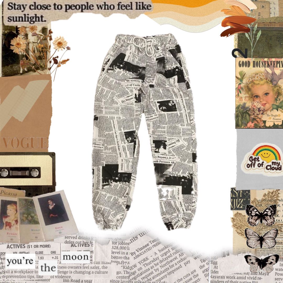 Newspaper Pants, Women's Fashion, Bottoms, Other Bottoms on Carousell