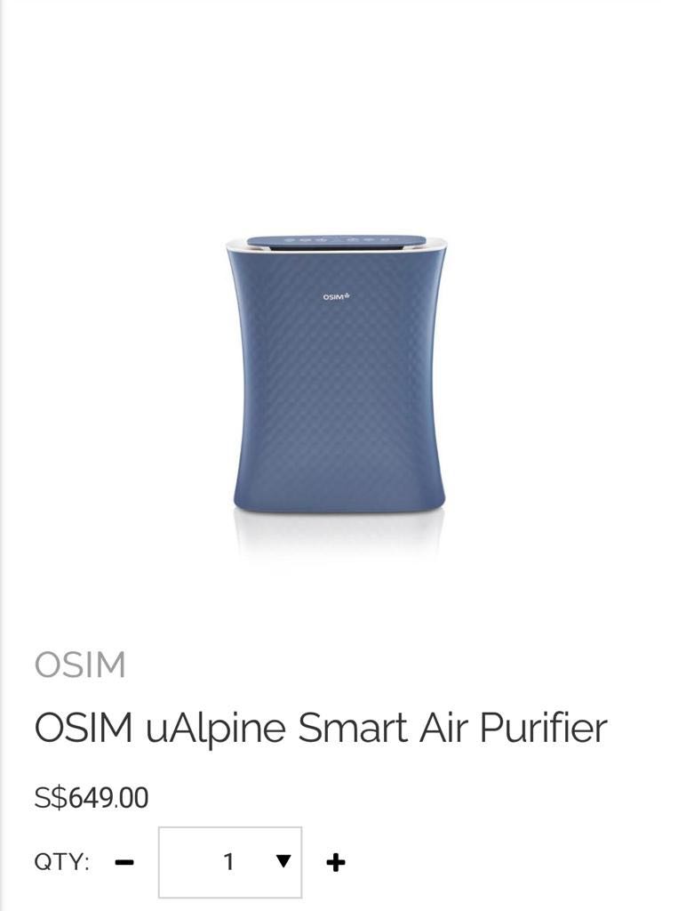 OSIM uAlpine Smart Air Purifier, TV & Home Appliances, Air Purifiers ...