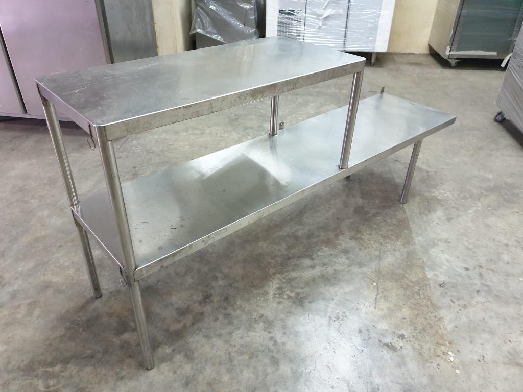 SHELVING RACK 2 TIER OVERHEAD SHELF ON TABLETOP STAINLESS STEEL USED ...