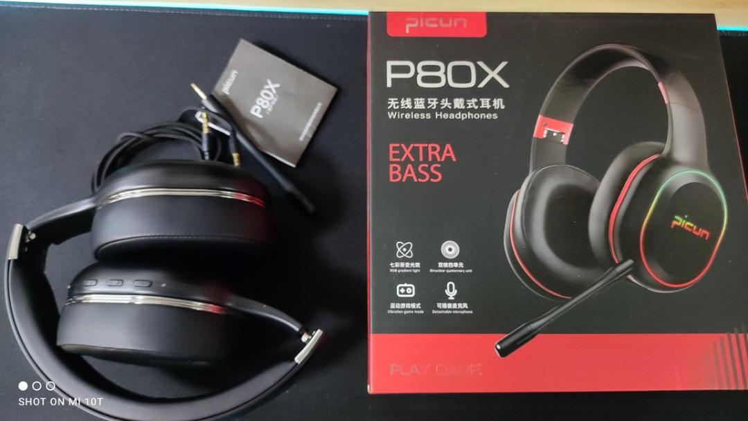 Picun P80X (P80S) RGB Bluetooth Gaming Headphone with Built-in ...