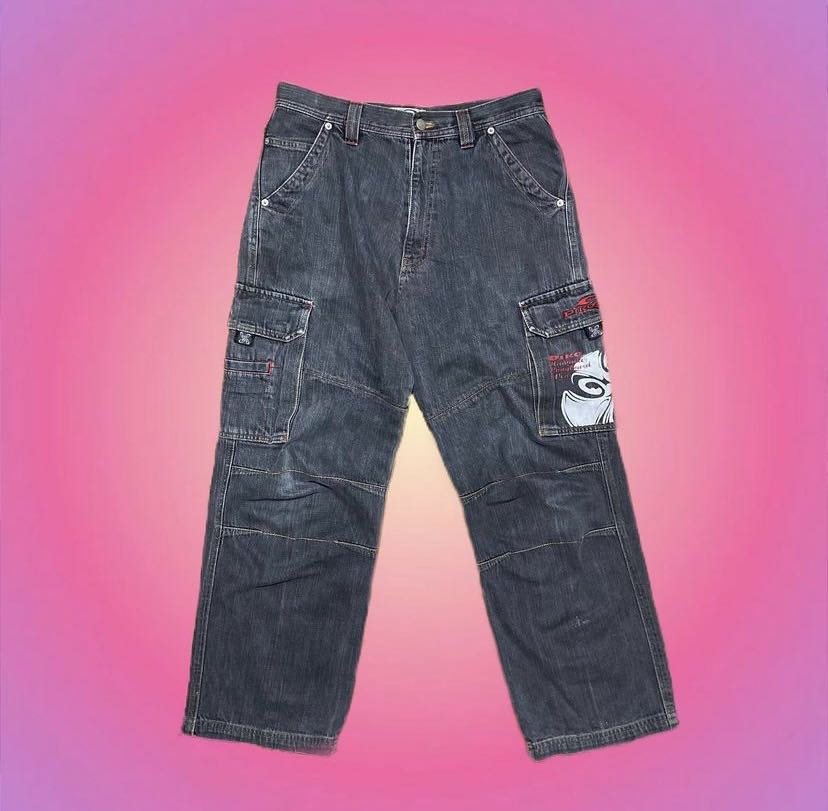 piko surf contrast stitch cargo jeans, Men's Fashion, Bottoms, Jeans on ...