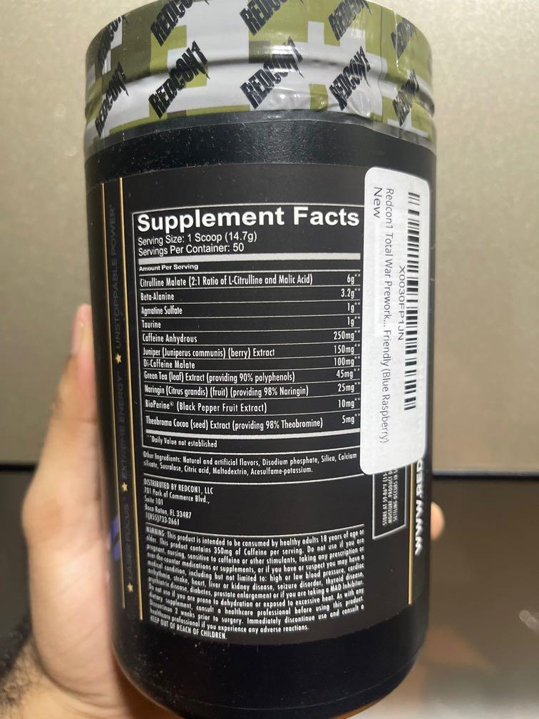 REDCON Total War PreWorkout 50 Servings, Food & Drinks, Beverages on ...