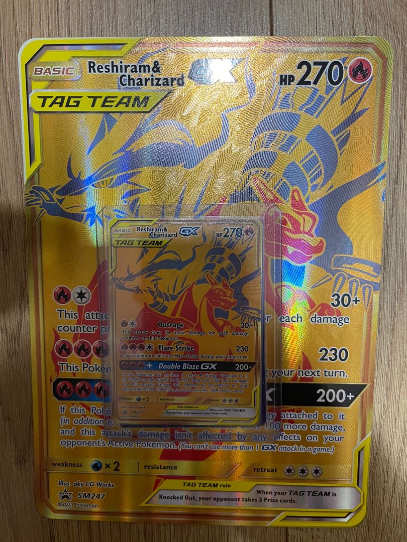 Reshiram & Charizard GX Gold Card + Jumbo (SM247) Pokémon Tcg cards ...