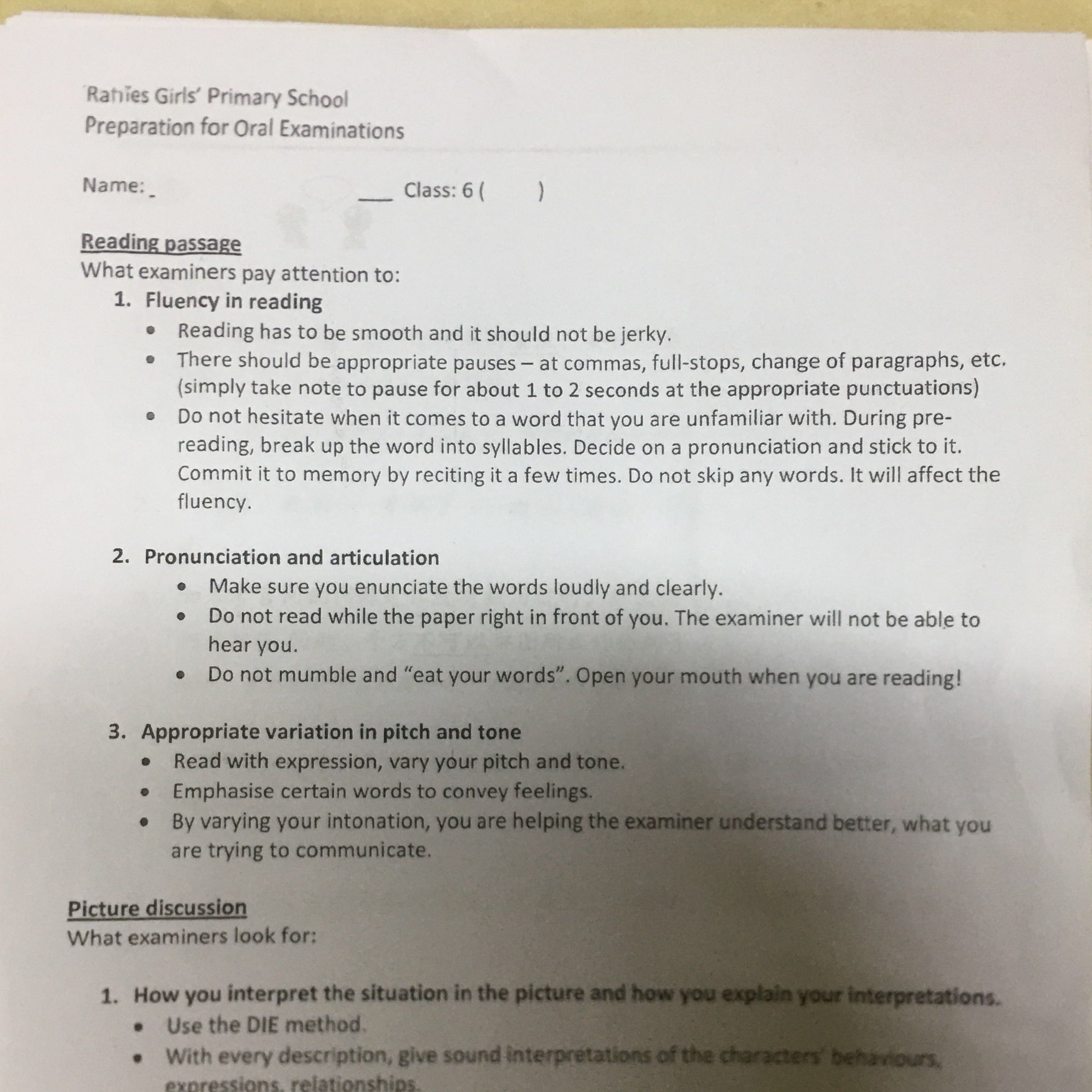 RGPS P6 English & Chinese Oral Notes - PSLE Prep (Compiled by HOD ...