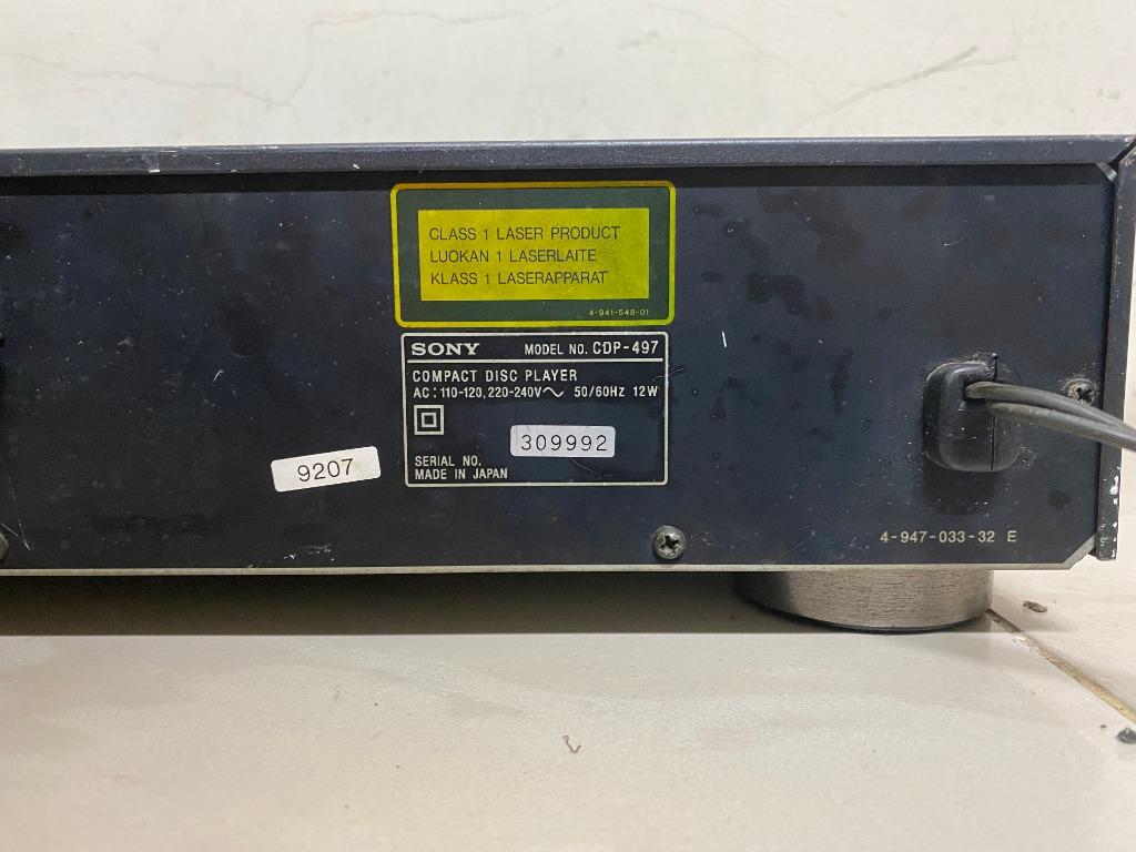SONY CDP 497 CD撥放器 CD播放機 日本製造, 耳機及錄音音訊設備, 音樂播放裝置 MP3及CD 播放器在旋轉拍賣