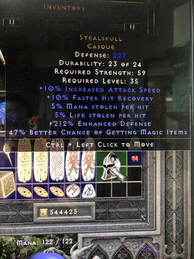 Dual Leech Helm - 47% MF - Stealskull Casque - Diablo 2, Hobbies & Toys ...