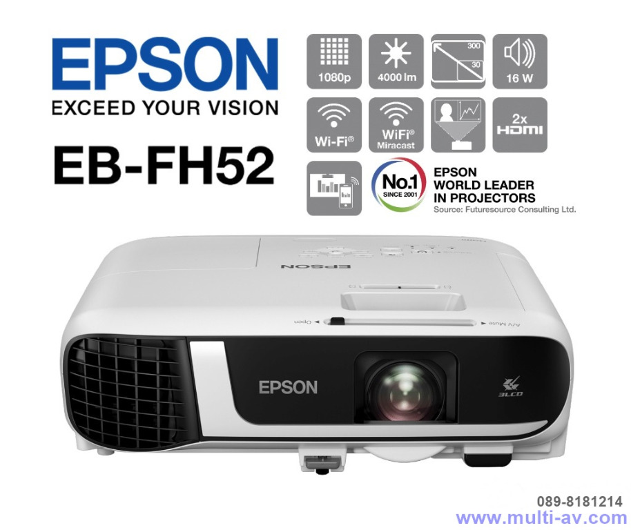 Epson EB-FH52 Full HD 3LCD Wireless Projector 4000 Ansi Lumen 1920 x ...