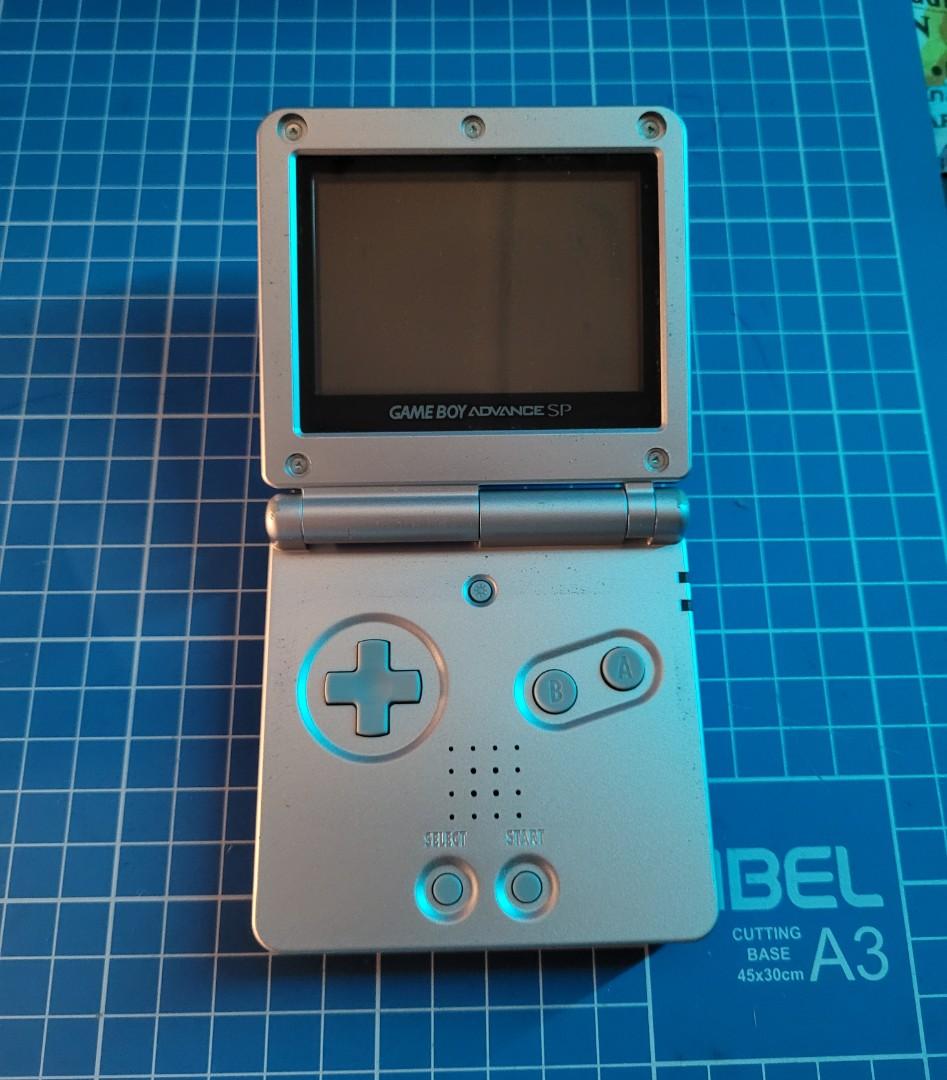 Gameboy Advance SP AGS-001 Blue/ Silver Two-tone GBA game boy console + pokemon silver/gold ...