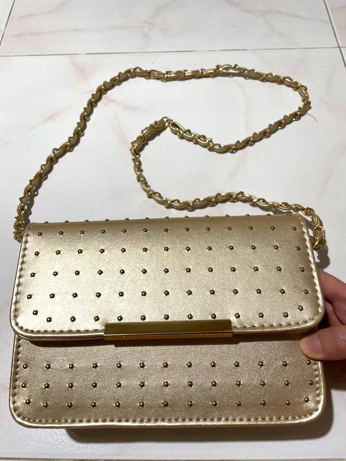 Golden sling bag, Women's Fashion, Bags & Wallets, Shoulder Bags on ...