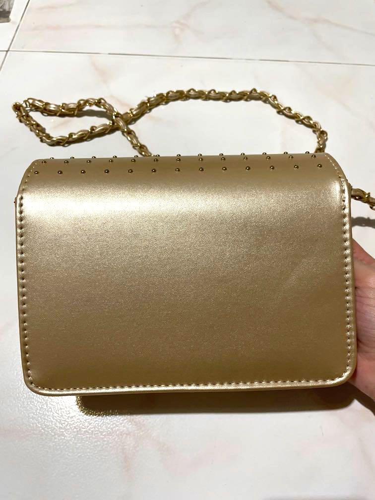 Golden sling bag, Women's Fashion, Bags & Wallets, Shoulder Bags on ...
