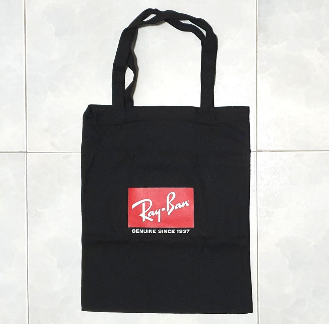 RayBan Black Canvas Tote Bag, Women's Fashion, Bags & Wallets, Tote ...