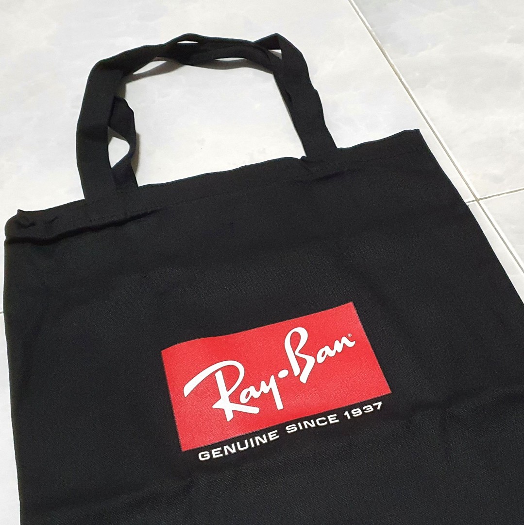 RayBan Black Canvas Tote Bag, Women's Fashion, Bags & Wallets, Tote ...