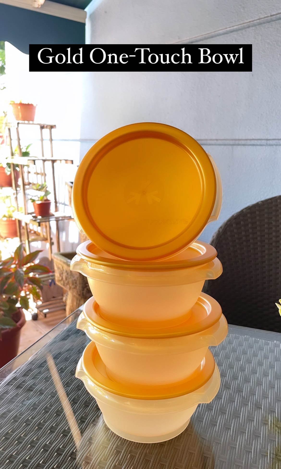 Tupperware Gold One Touch Bowl, Furniture & Home Living, Kitchenware ...
