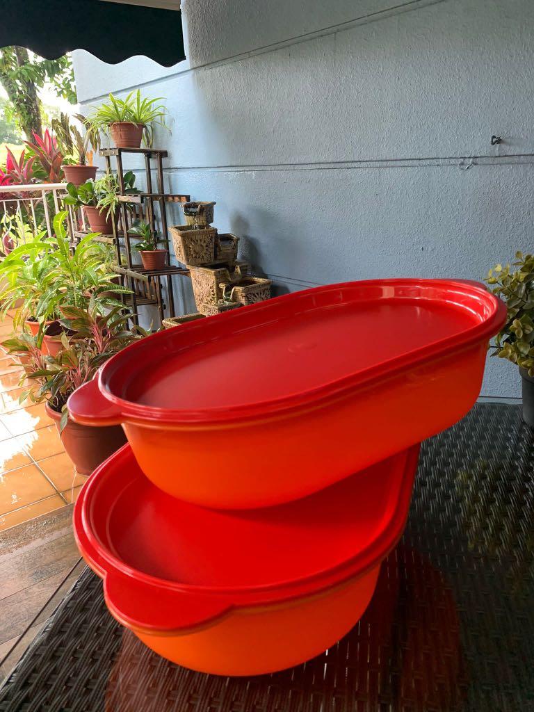 Tupperware Large Oval Server Set, Furniture & Home Living, Kitchenware ...