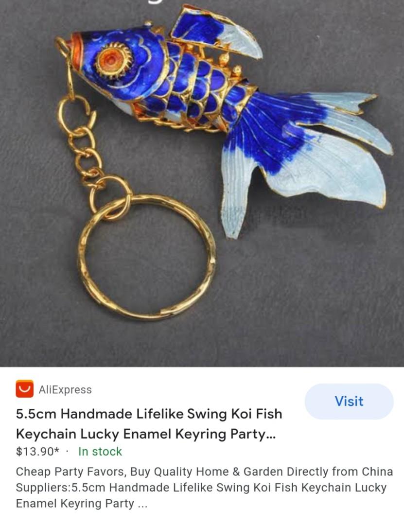 Vintage keychain keyring koi fish articulated enamel cloissone, Hobbies ...