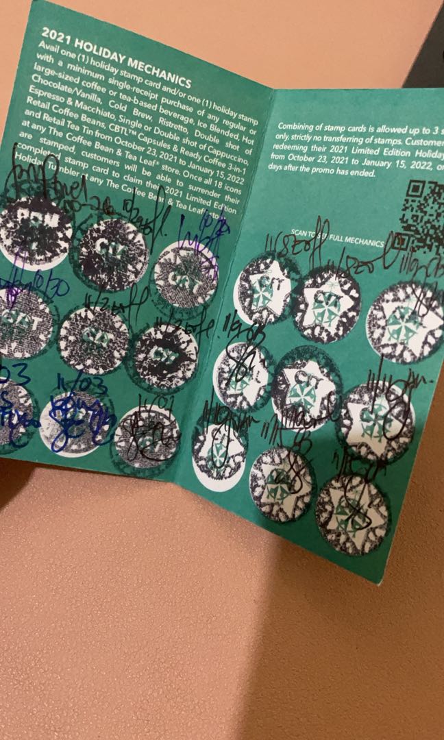 Repriced- CBTL Stamp Card - Complete or CBTL Tumbler, Tickets ...