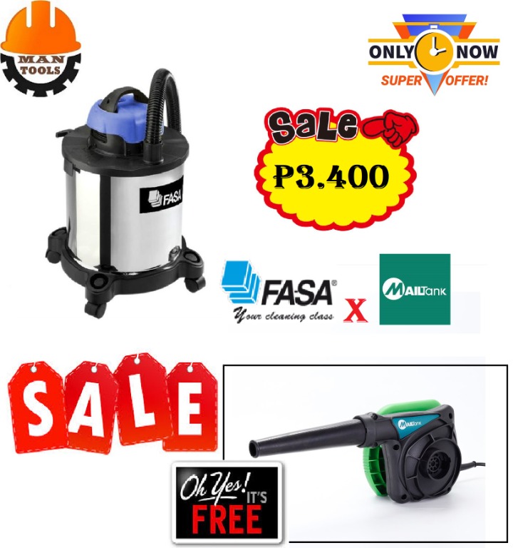 FASA Wet and Dry Vacuum Cleaner (FVC 20 XT)/ FREE MAILTANK Electric Blower 680W SH22, Commercial ...