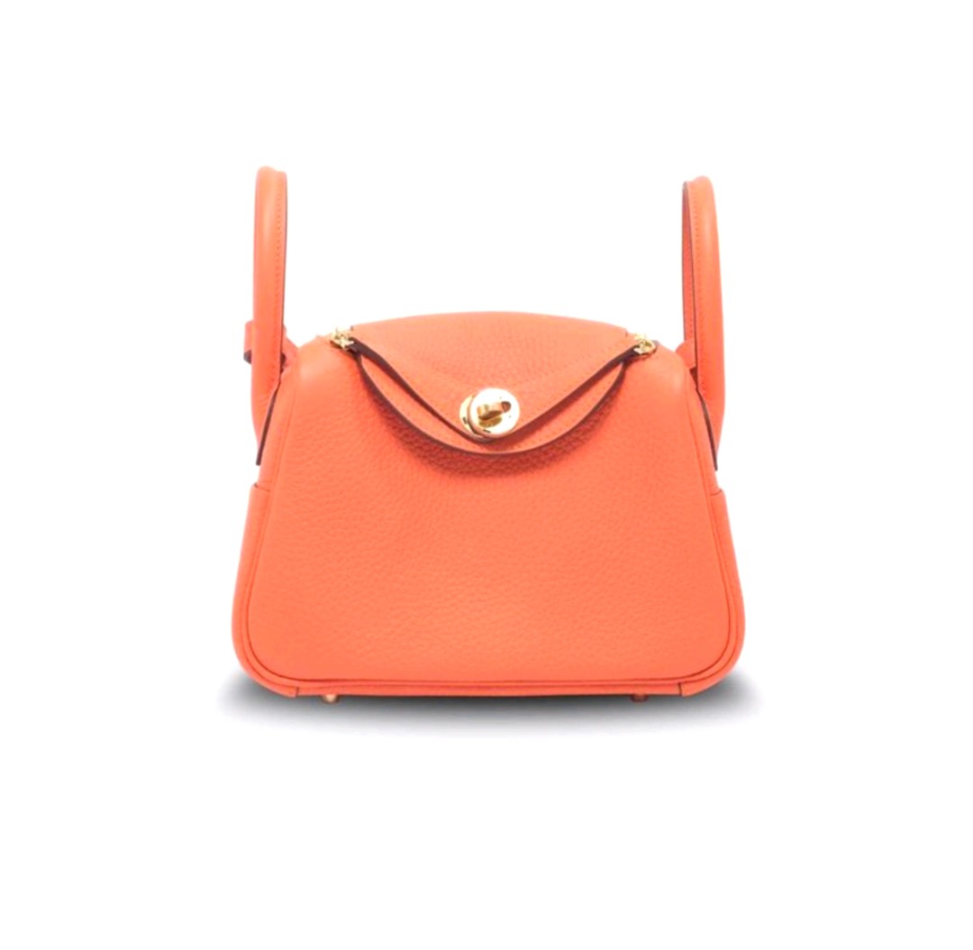 Hermes Lindy Mini Orange Clemence, Luxury, Bags & Wallets on Carousell