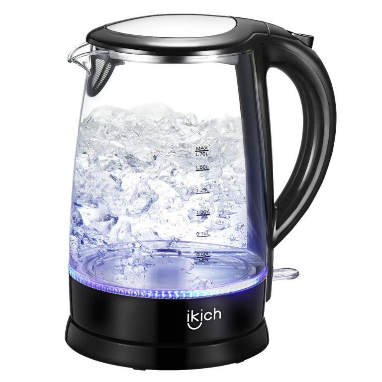 IKICH 1500W Fast Heating Cordless Electric Kettle, Black, TV & Home ...
