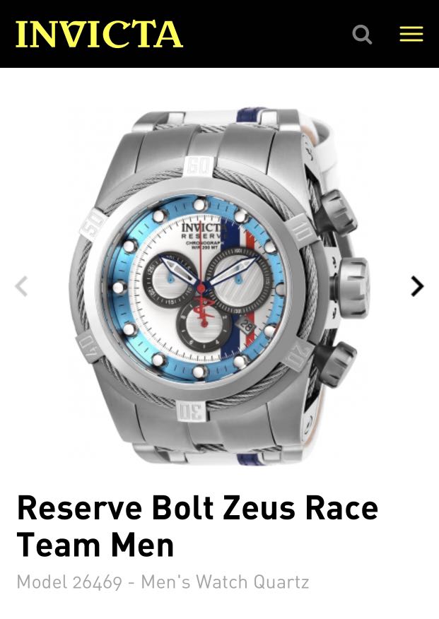 Invicta reserve blot Zeus race team Swiss chronograph leather strap ...