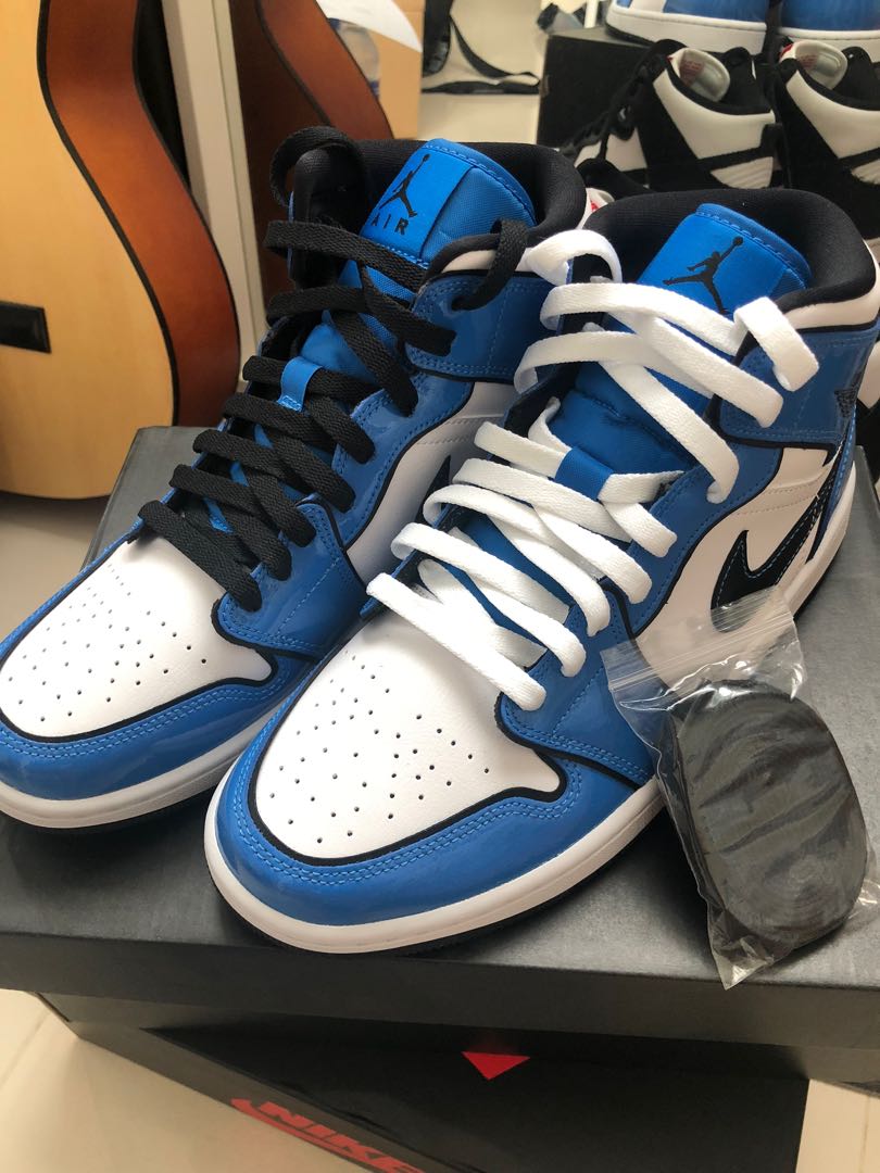 Jordan 1 mid signal blue, Men's Fashion, Footwear, Sneakers on Carousell