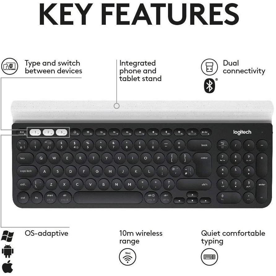 LOGITECH K780 MULTI-DEVICE WIRELESS KEYBOARD, Computers & Tech, Parts ...