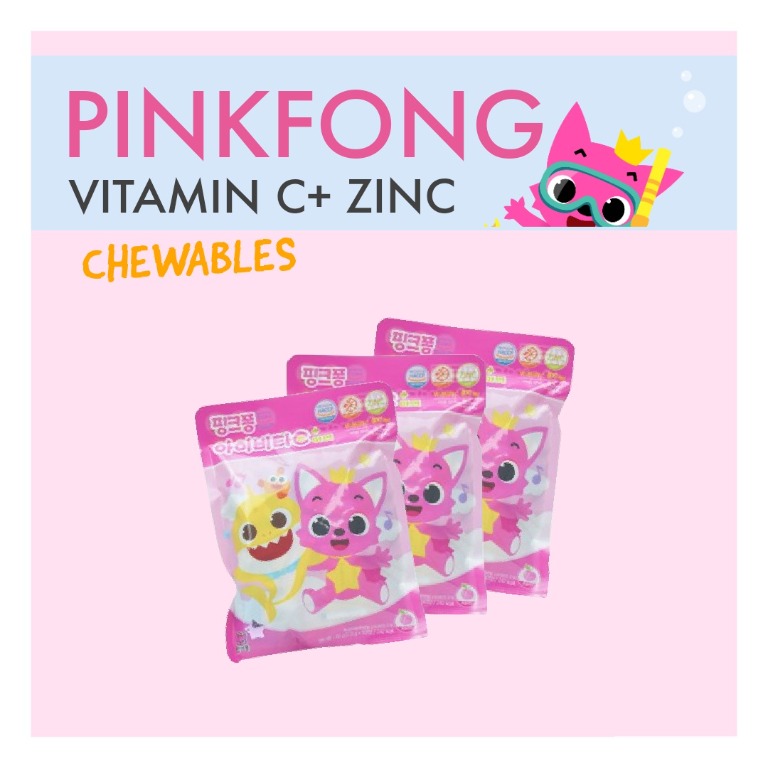 Pinkfong Baby Shark | Chewable Vitamin C + Zinc | 50 Peach Flavored ...