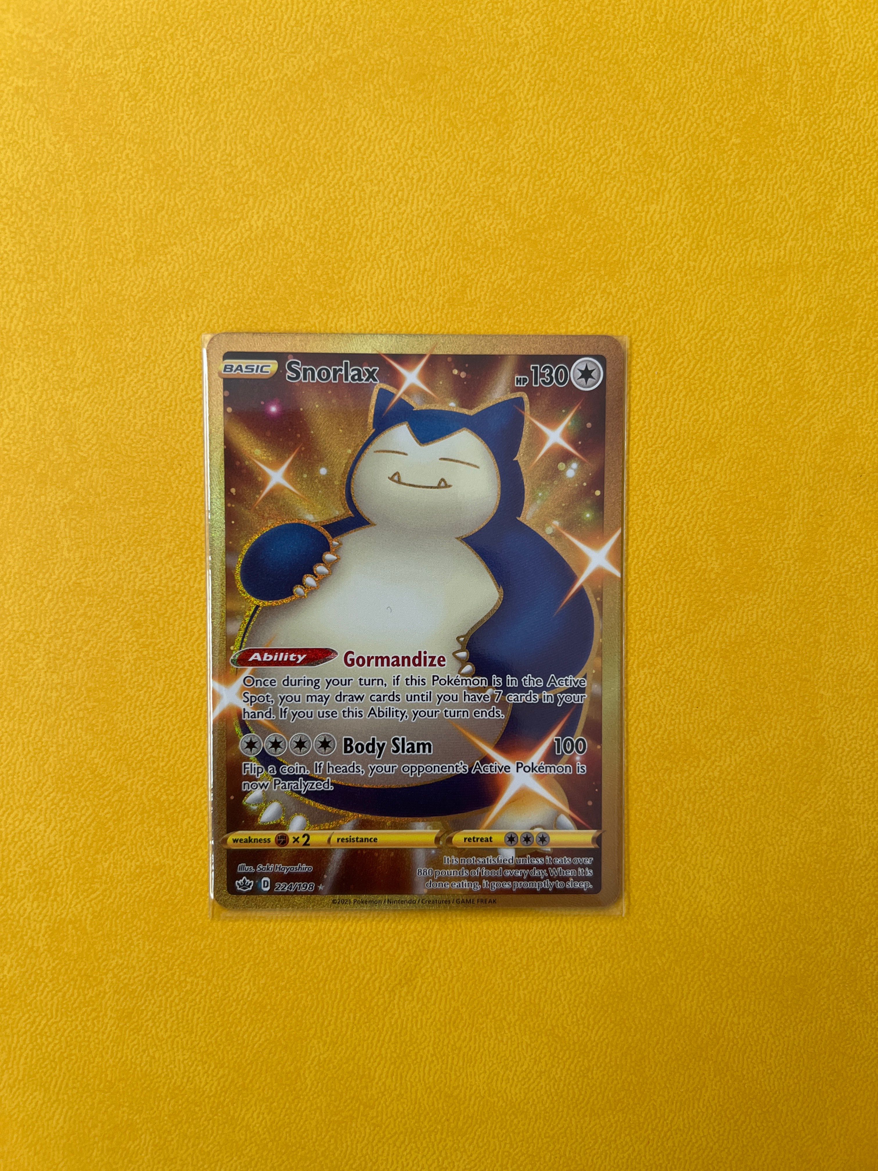 Pokemon TCG Gold Snorlax secret rare 224/198, Hobbies & Toys, Toys ...
