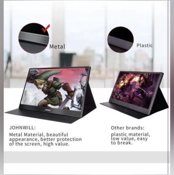Portable Monitor,JOHNWILL 15.6'' FHD IPS USB Type-C LCD Monitor with ...