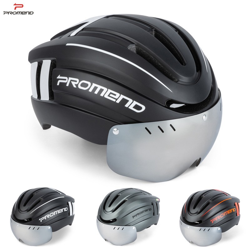 Promend Bicycle Helmet with Magnetic Visor and LED Rear Light, Sports ...