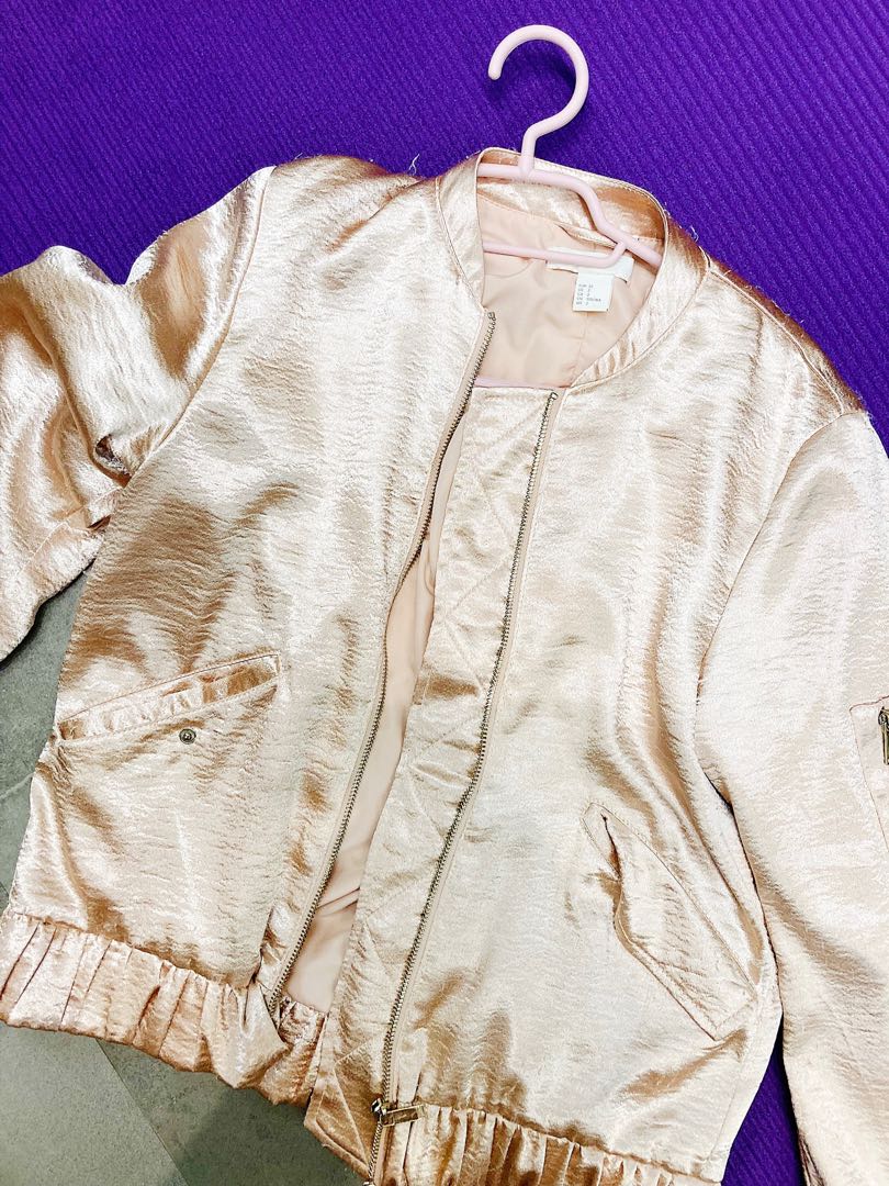 rose gold bomber jacket, Women's Fashion, Coats, Jackets and Outerwear ...