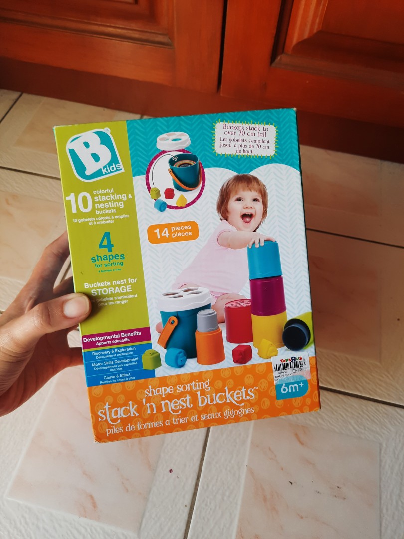 Shape sorting and stack bucket, Babies & Kids, Infant Playtime on Carousell