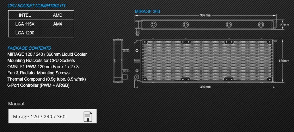 Tecware MIRAGE RGB 240/360mm AIO CPU Liquid Cooler with OMNI ARGB PWM ...