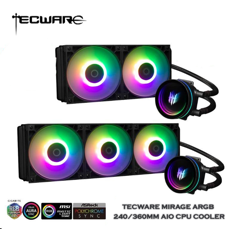 Tecware MIRAGE RGB 240/360mm AIO CPU Liquid Cooler with OMNI ARGB PWM ...