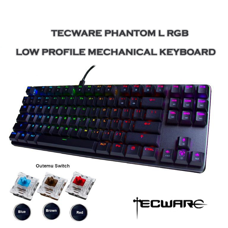 Tecware Phantom L Low Profile RGB Mechanical Gaming Keyboard TKL ...