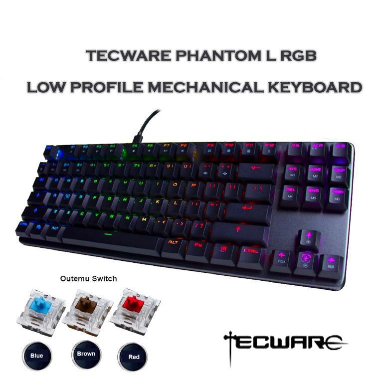 Tecware Phantom L Low Profile RGB Mechanical Gaming Keyboard TKL ...