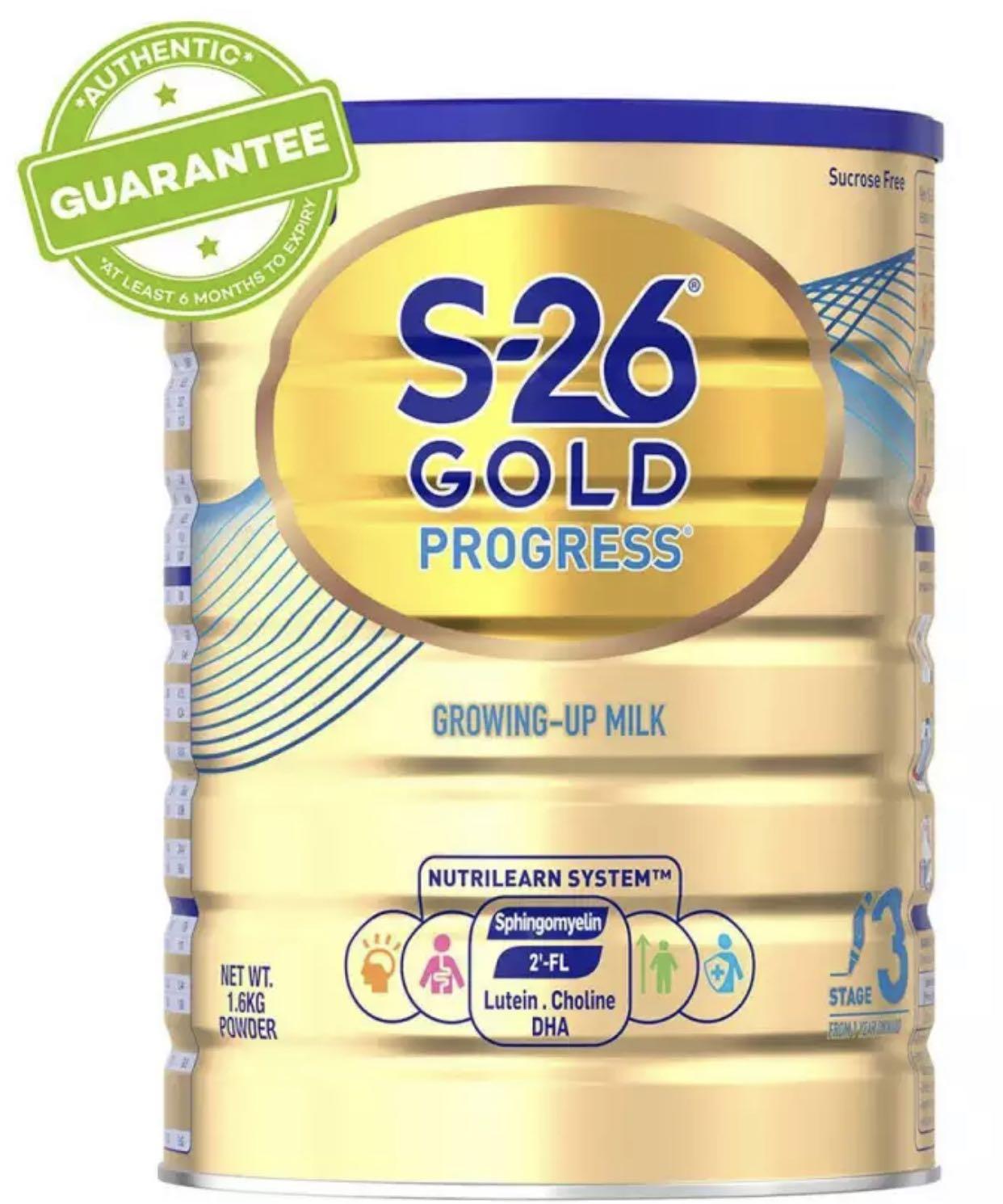 Wyeth Nutrition S-26 Nutrition S-26 GOLD PROGRESS Stage 3 Growing-up Formula 2'-FL 1.6KG, Babies ...