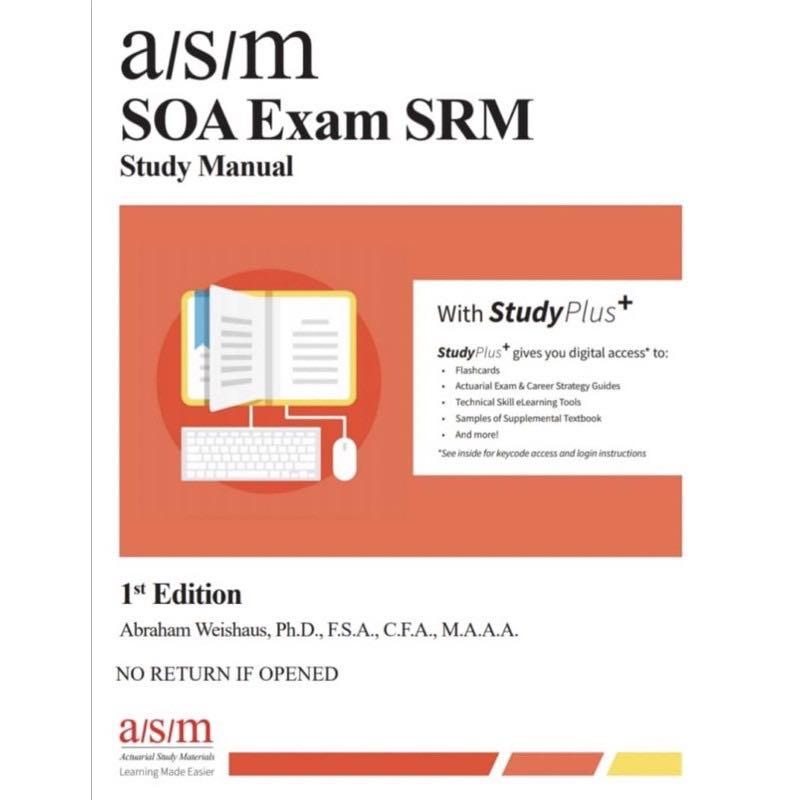 ASM SOA EXAM SRM (STATISTICS RISK MODELLING) ACTUARIAL STUDY MANUAL (PRINT), Hobbies & Toys ...