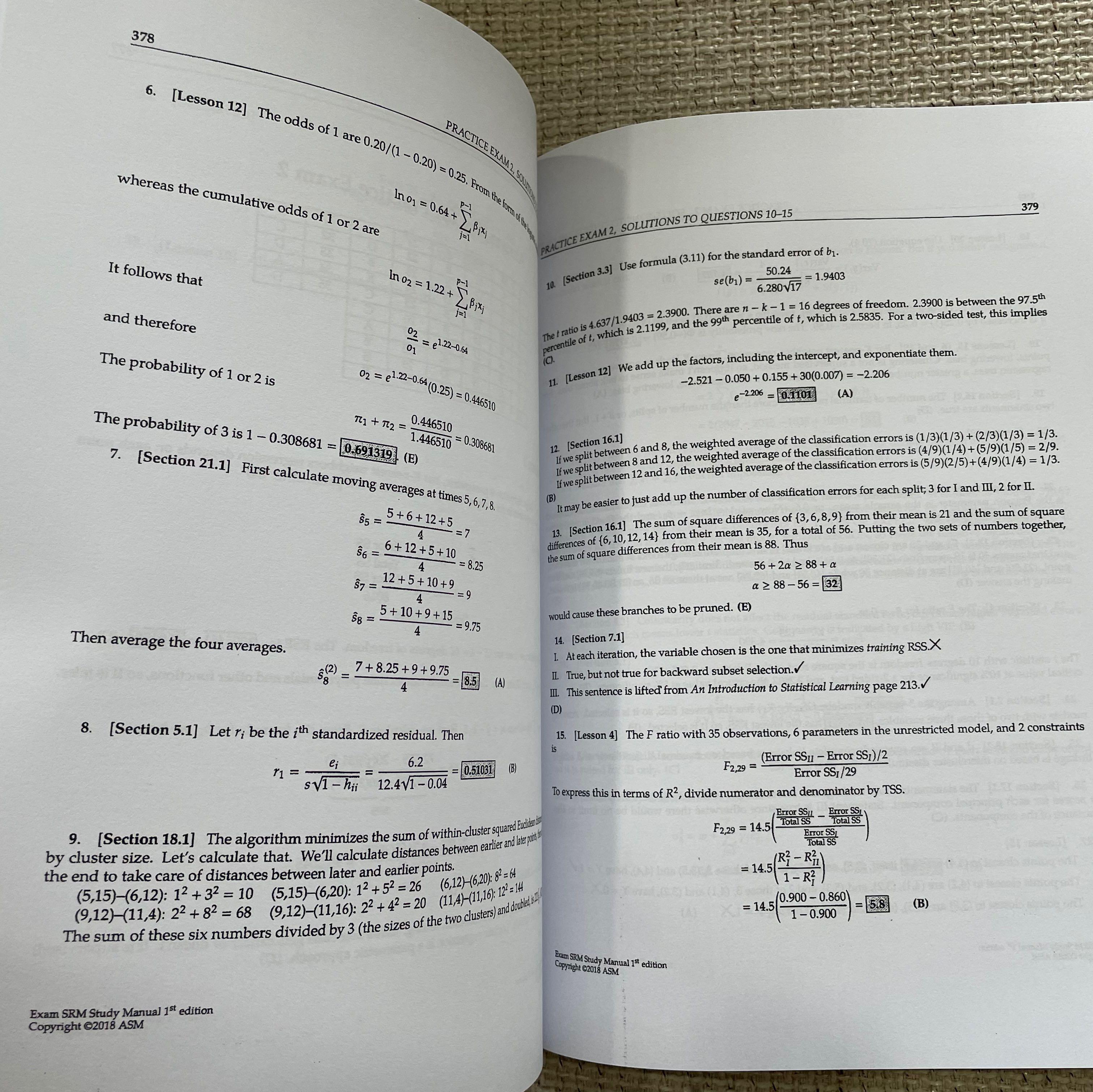 ASM SOA EXAM SRM (STATISTICS RISK MODELLING) ACTUARIAL STUDY MANUAL (PRINT), Hobbies & Toys ...